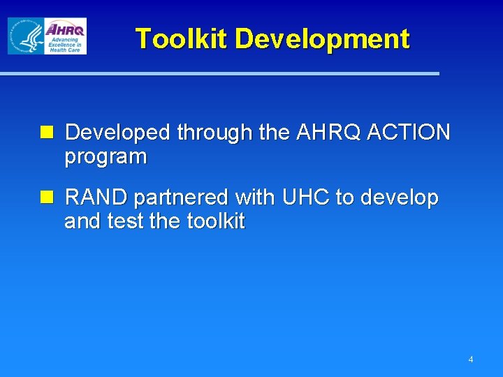 Overview of the AHRQ QI Toolkit for Hospitals