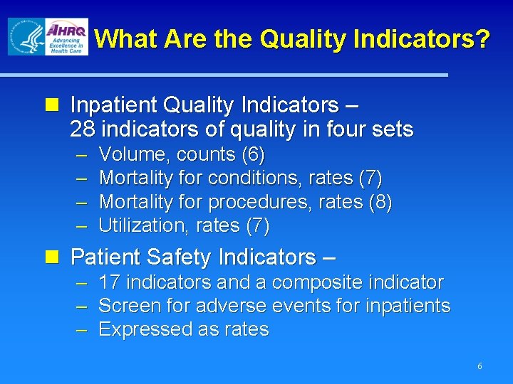 Overview of the AHRQ QI Toolkit for Hospitals