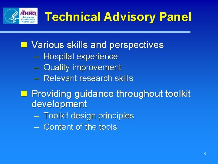Overview of the AHRQ QI Toolkit for Hospitals