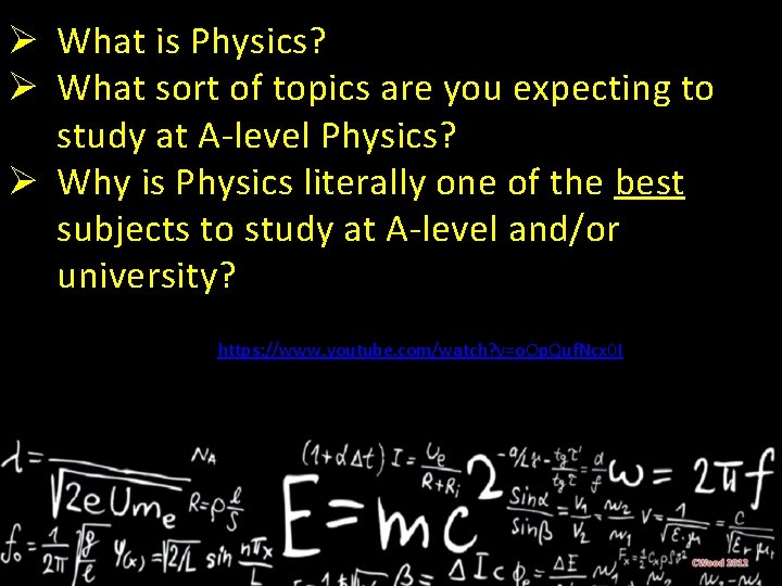 Physics at L 6 FC What is Physics