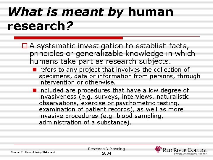 Research Ethics Focusing on research involving human subjects