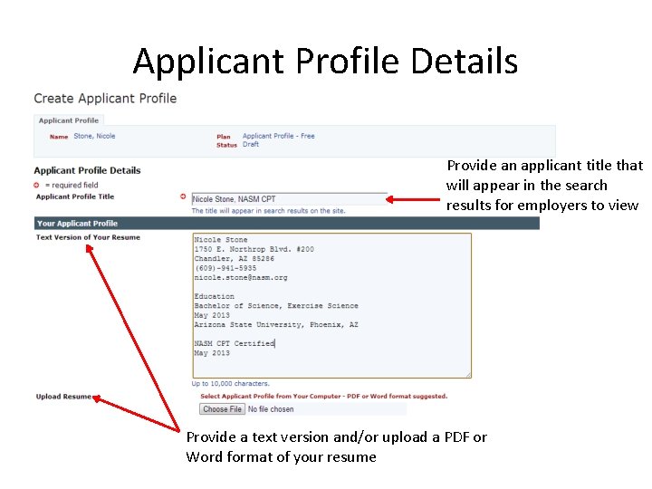 NASM Job Board Instructional Guide for Job Seekers