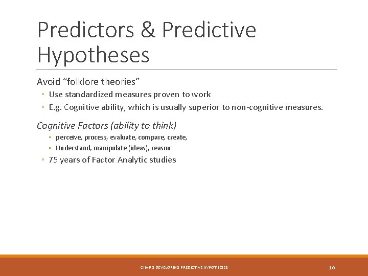 Chapter 3 Developing Predictive Hypotheses COGNITIVE NON COG