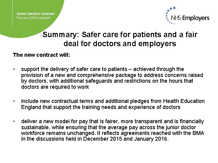 Junior doctors contract The new 2016 contract Junior