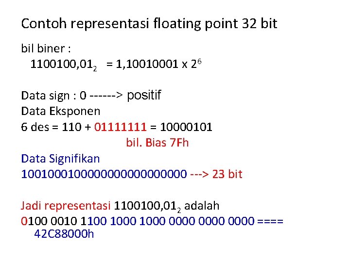 Representasi Floating Point Pada CPU ARITMATHIC Representasi Floating