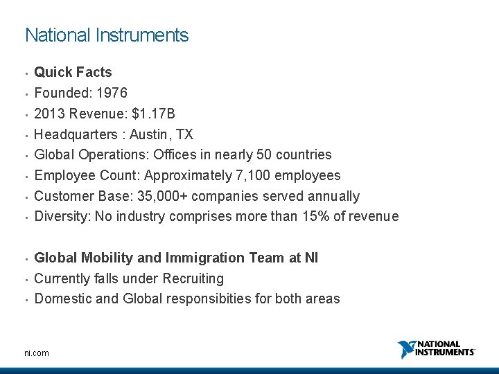 National Instruments Liane Grametbauer Human Resources Global Mobility