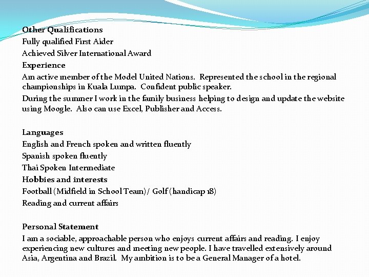 Year 11 Work Experience A placement on an