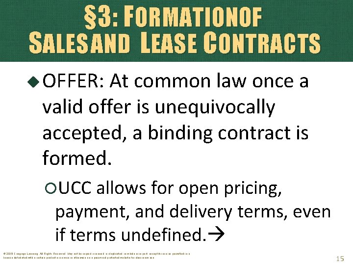 CLARKSON MILLER CROSS CHAPTER 20 FORMATION OF SALES