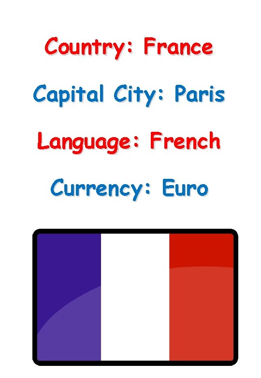 Country France Capital City Paris Language French Currency