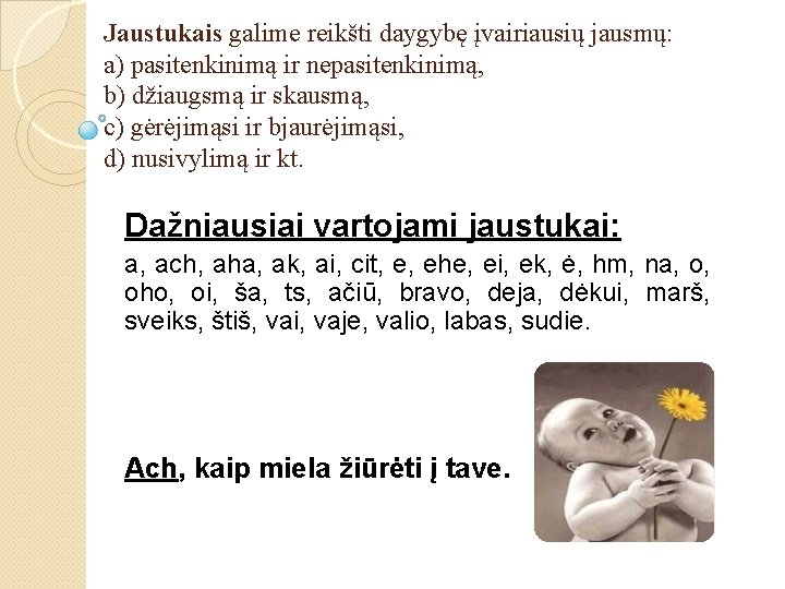 Kalbos dalys Jaustukas Itiktukas Pareng Deimant Rutkauskait Jaustukas