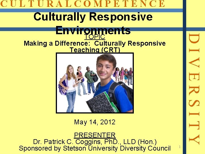 CULTURALCOMPETENCE DIVERSITY Culturally Responsive Environments TOPIC ...