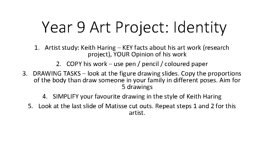 Year 9 Art Project Identity 1 Artist study