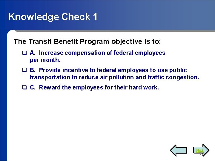 Federal Bureau of Prisons Transit Benefit Training 1