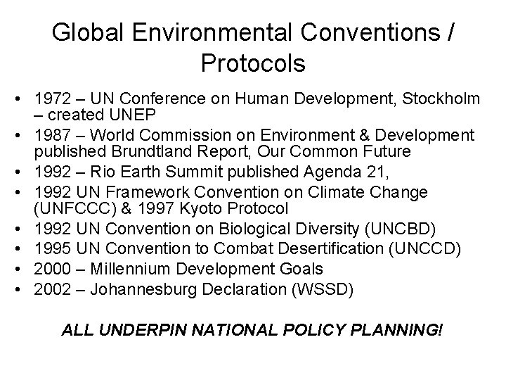 International Environmental Governance Links to National Sustainable ...