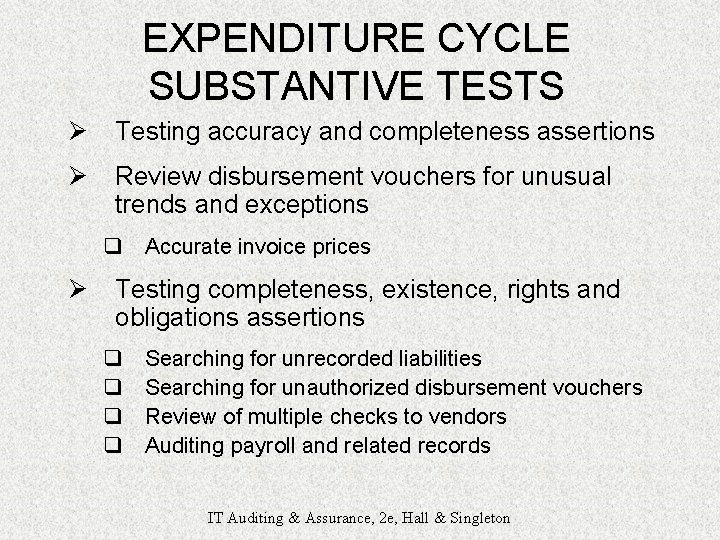 Chapter 10 Auditing the Expenditure Cycle IT Auditing