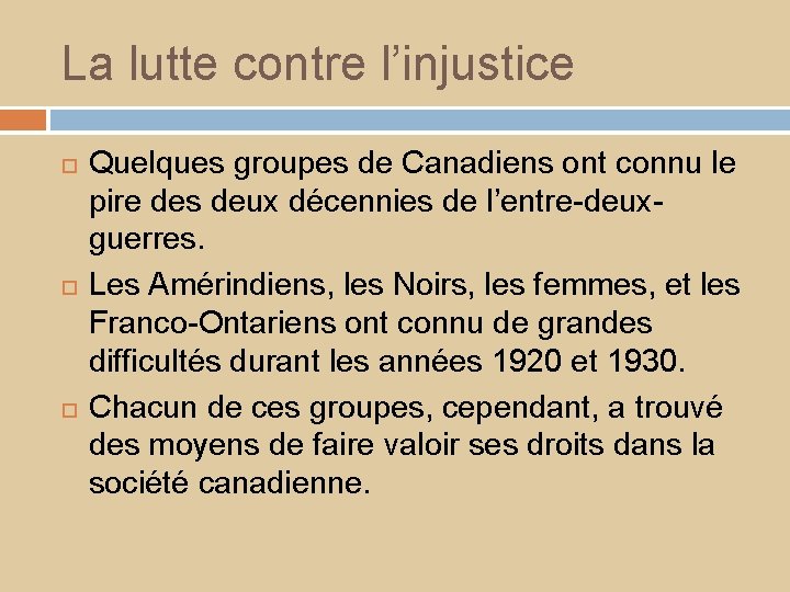 LINJUSTICE AU CANADA PENDANT LES ANNES FOLLES HISTOIRE