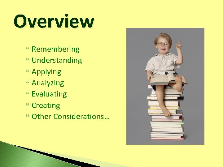Blooms Taxonomy of Learning An Overview Overview Remembering