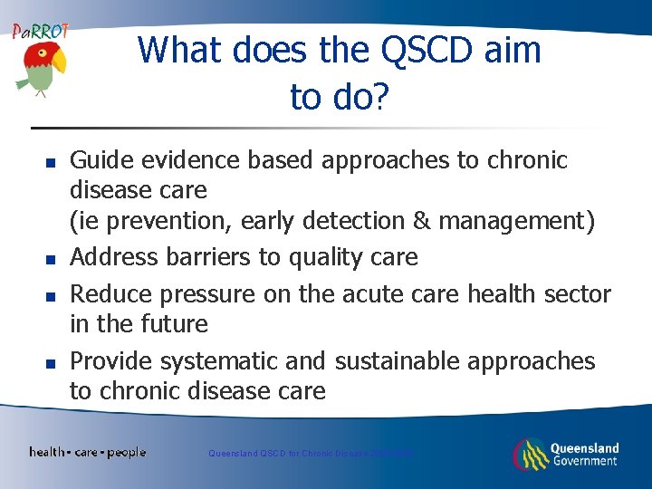 Queensland QSCD for Chronic Disease Learning objectives n