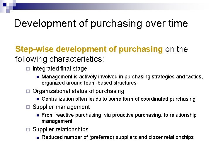 Chapter 3 The purchasing management process Program n
