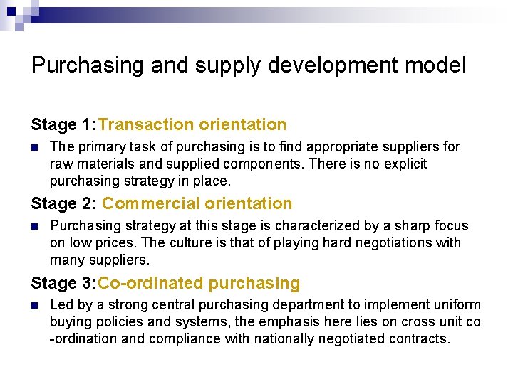 Chapter 3 The purchasing management process Program n