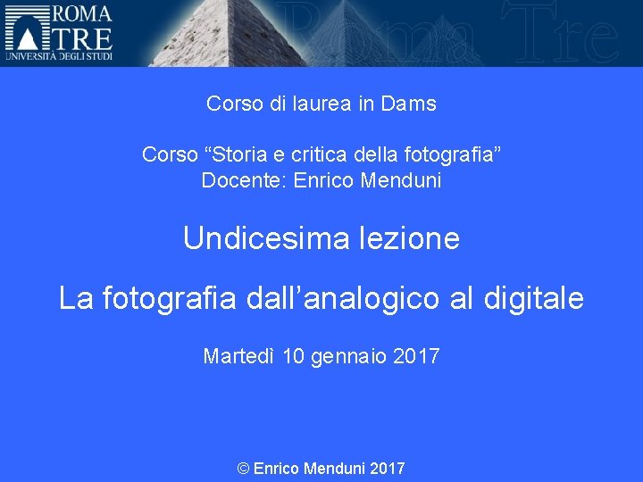 Universit Roma Tre Corso di laurea in Dams