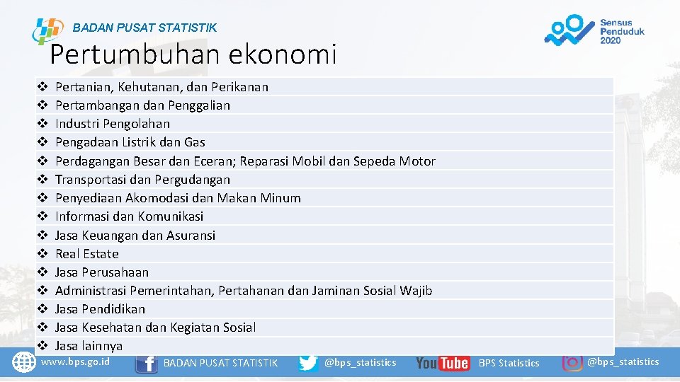 BADAN PUSAT STATISTIK DATA SEKTORAL PRODUK DATA DAN