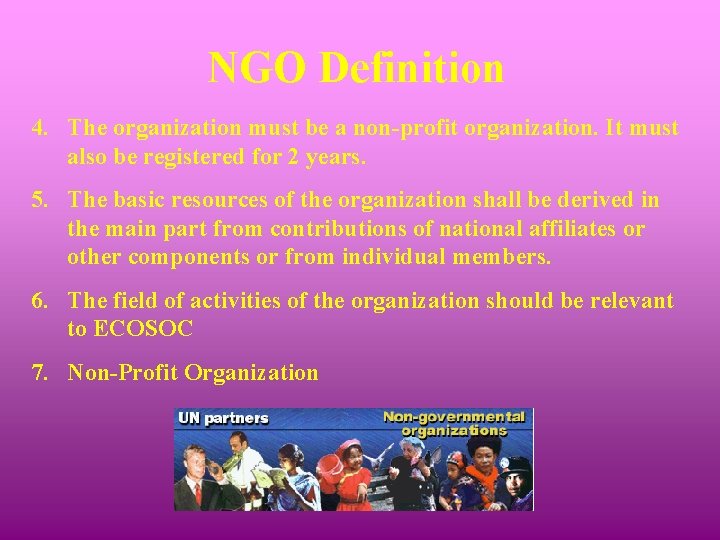 The Rights and Responsibilities of NGOs in consultative