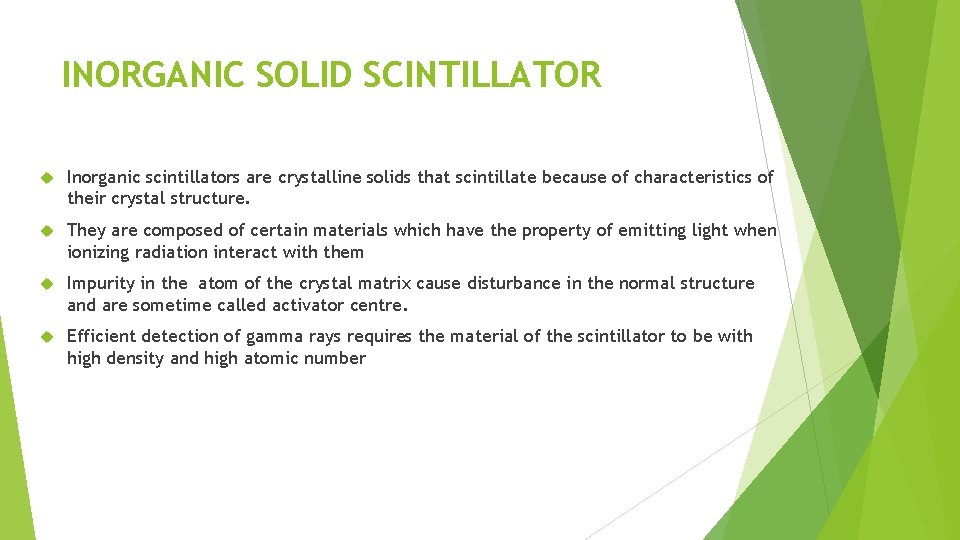 RADIATION DETECTORS USED IN NUCLEAR MEDICINE IMAGING Submitted