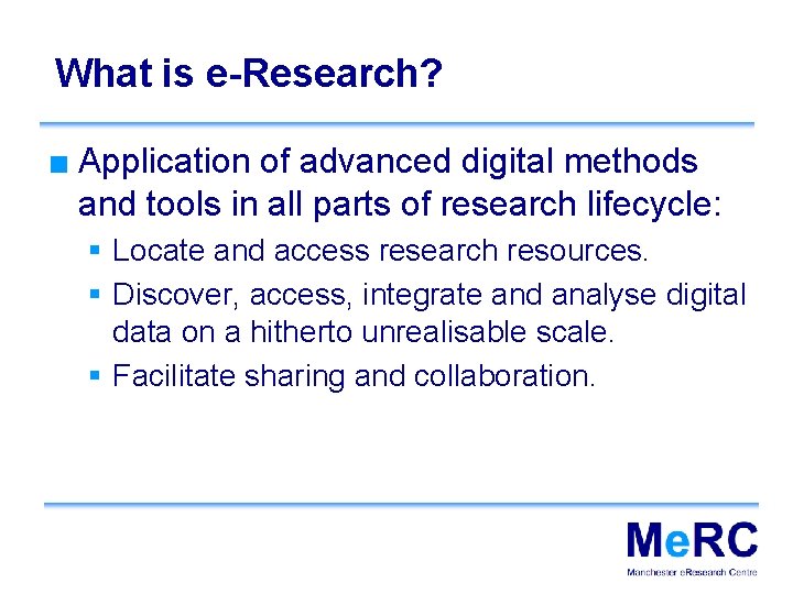 What is eResearch Rob Procter Manchester e Research