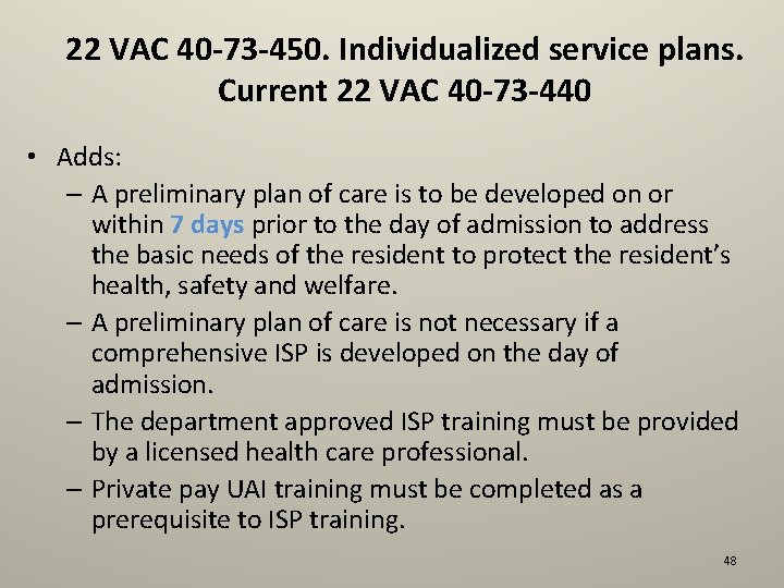 Standards for Licensed Assisted Living Facilities 22 VAC