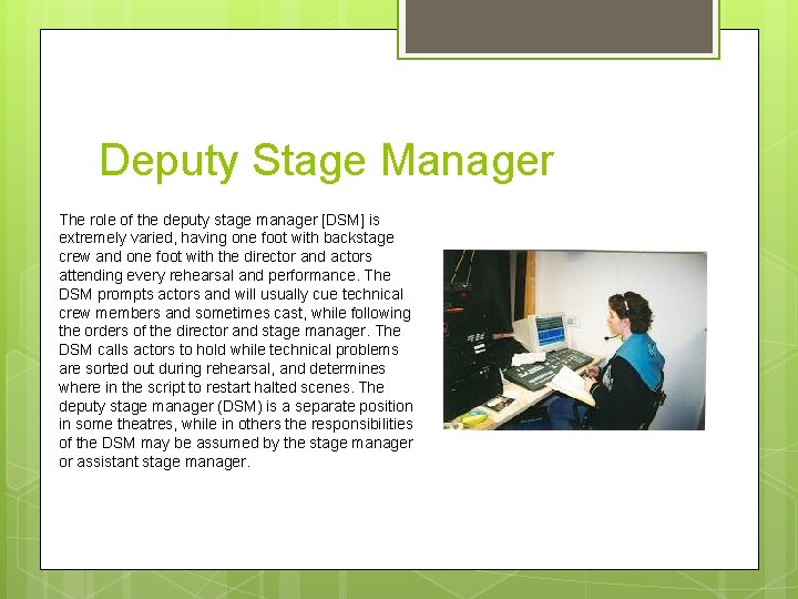 Job Roles in the Production Arts Industry By