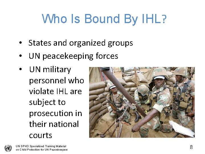 Module 2 FRAMEWORK FOR CHILD PROTECTION UN DPKO