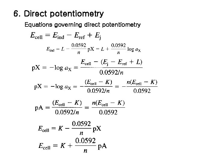 Ch 21 Potentiometry 1 General principles Reference electrode