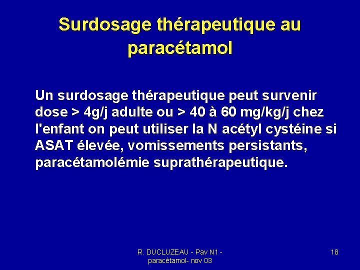 INTOXICATION AU PARACETAMOL Le paractamol analgsique antipyrtique principal