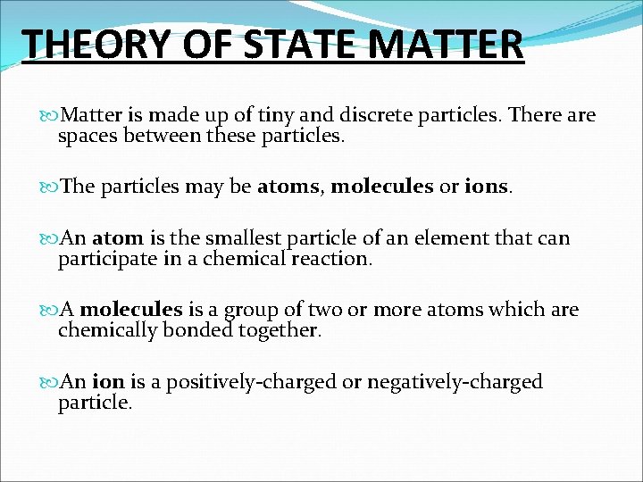 MLT 1101 CHEMISTRY TOPIC 1 MATTER AND THEORY