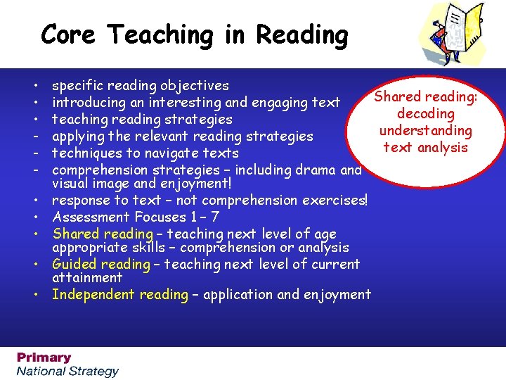 Teaching Sequence Objectives selected according to the needs