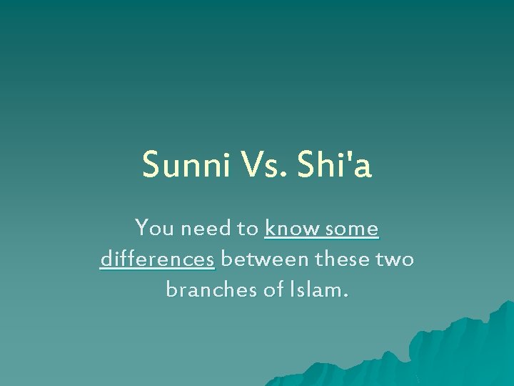 Sunni Vs Shia You need to know some