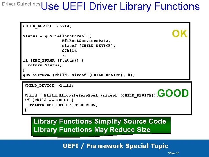 UEFI Drivers UEFI Framework Special Topic Copyright 2007