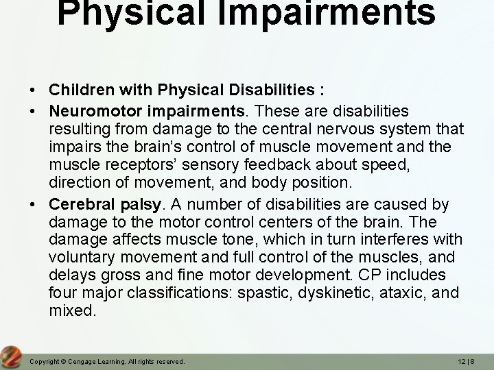 Chapter 12 Children with Physical Disabilities Health Impairments