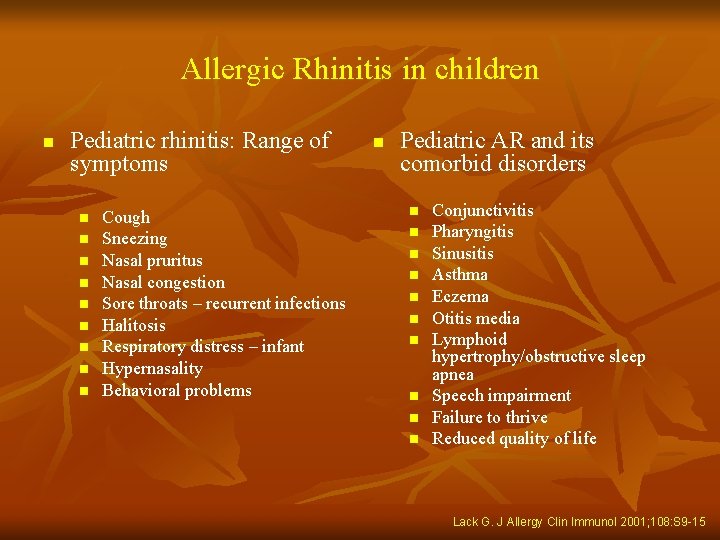 Allergic Rhinitis and comorbidities in children Meenu Singh