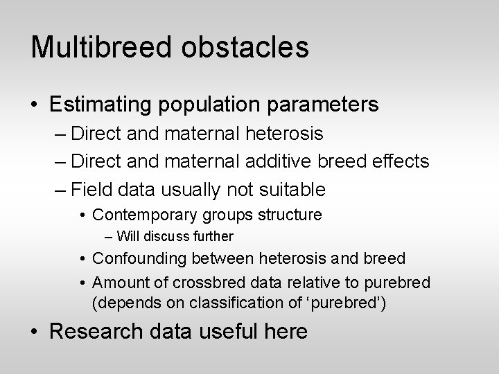 Across Breed EPD and multibreed genetic evaluation developments
