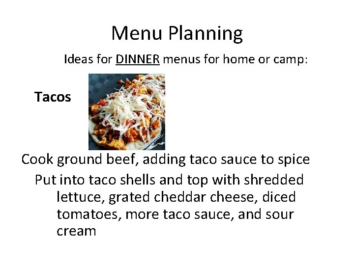 Cooking Merit Badge MENU PLANNING Requirements 5 6
