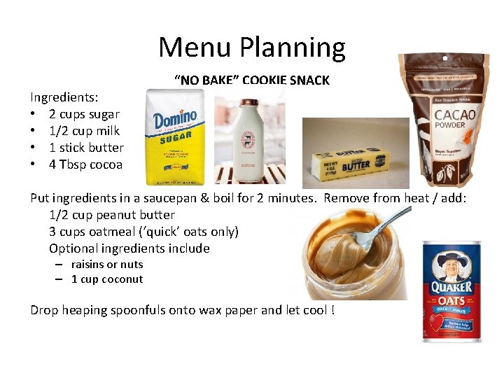 Cooking Merit Badge MENU PLANNING Requirements 5 6