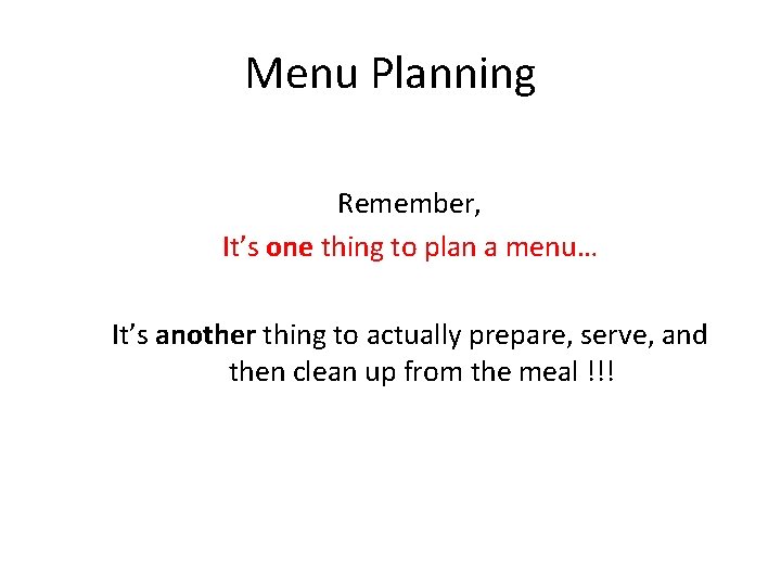 Cooking Merit Badge MENU PLANNING Requirements 5 6