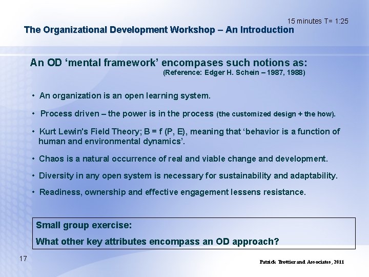 The Organizational Development Workshop An Introduction The OD