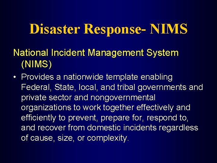 The Basics of Disaster Response Thomas D Kirsch