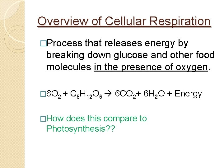 What is Cellular Respiration Chemical Energy and Food