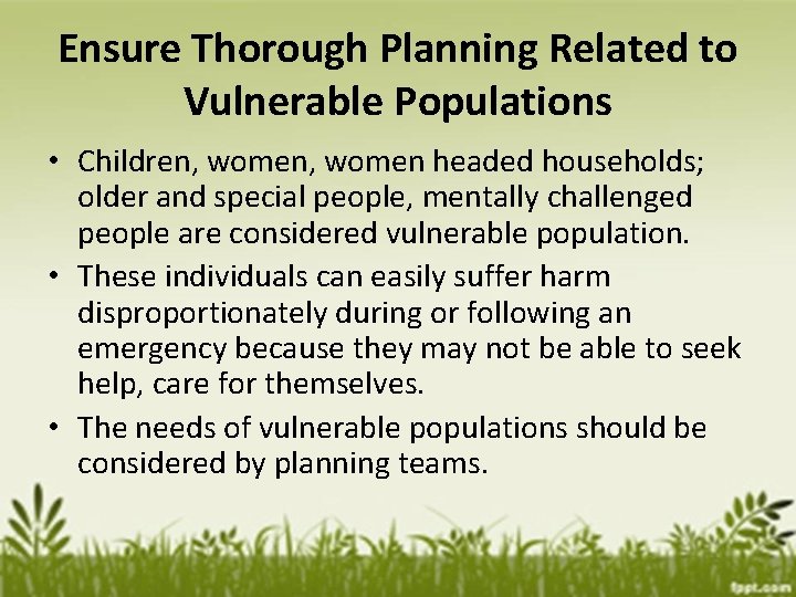 An Overview of Community Emergency Preparedness Planning National