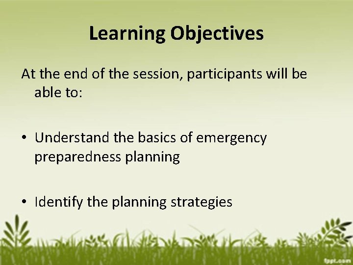 An Overview of Community Emergency Preparedness Planning National