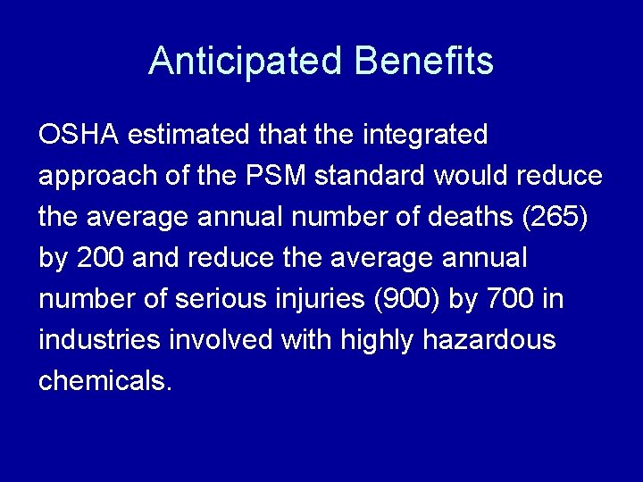 Process Safety Management of Highly Hazardous Chemicals Nancy